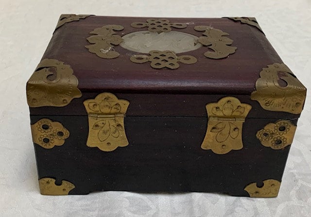 Vintage Ornate Chinese Rosewood Carved Jade Brass Jewelry Box - Etsy