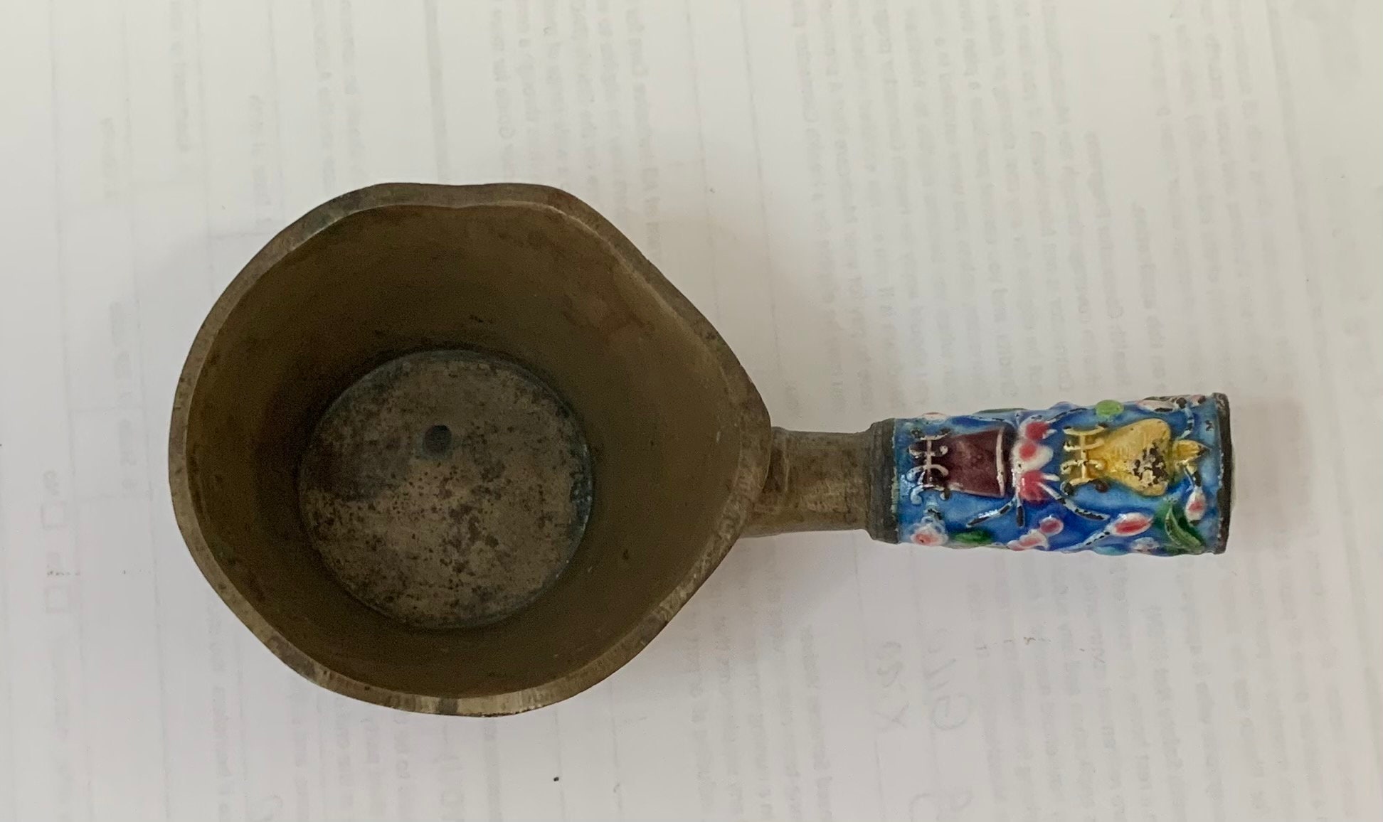 Floral Leaf Relief Enamel Handle Antique Brass Chinese Silk | Etsy