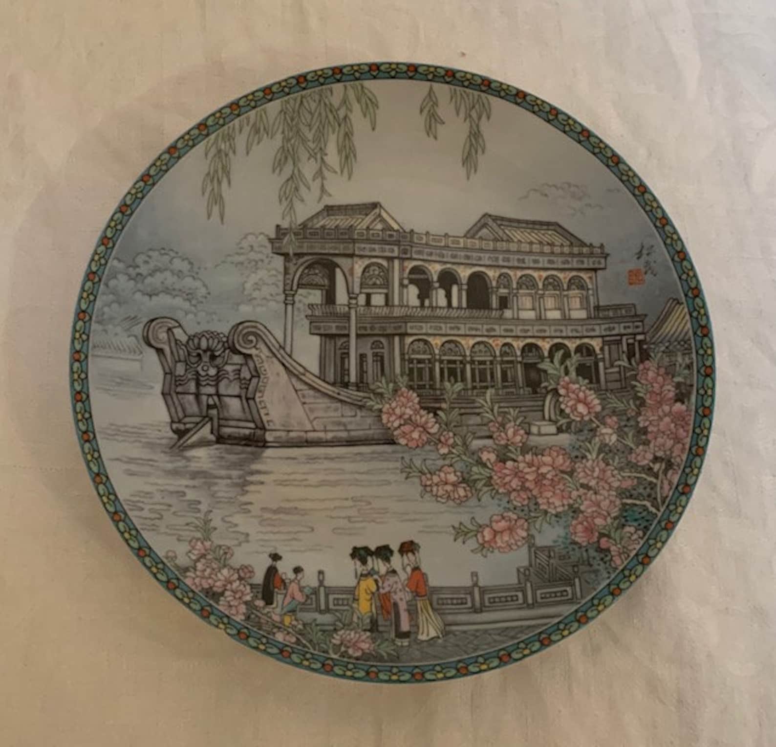 Chinese Collector Plate THE MARBLE BOAT Artst Zhang Song Mao Signed - Etsy