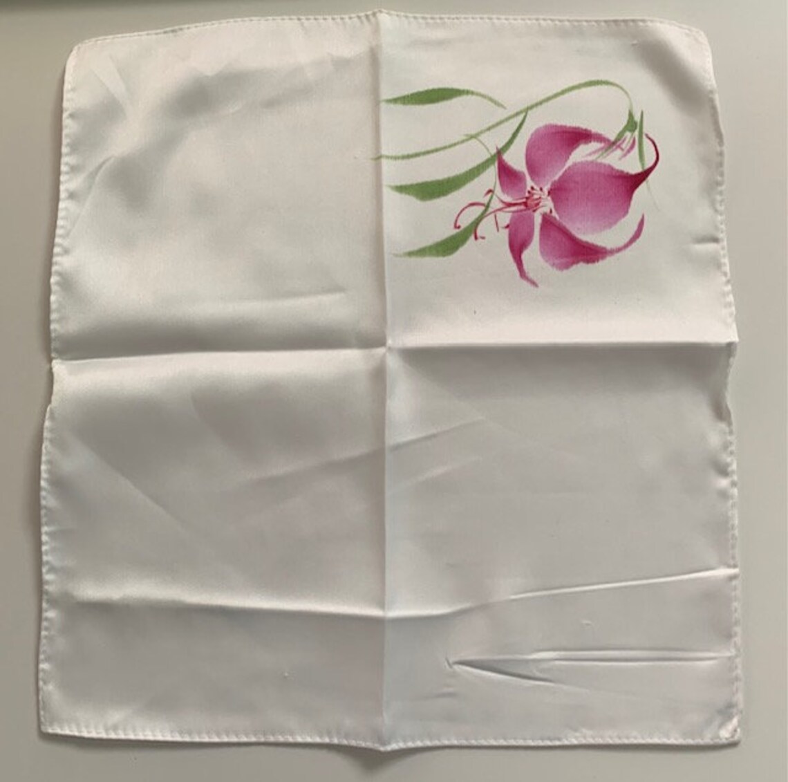 A Pair of Chinese Silk Handkerchief Hand Painted Flower / - Etsy