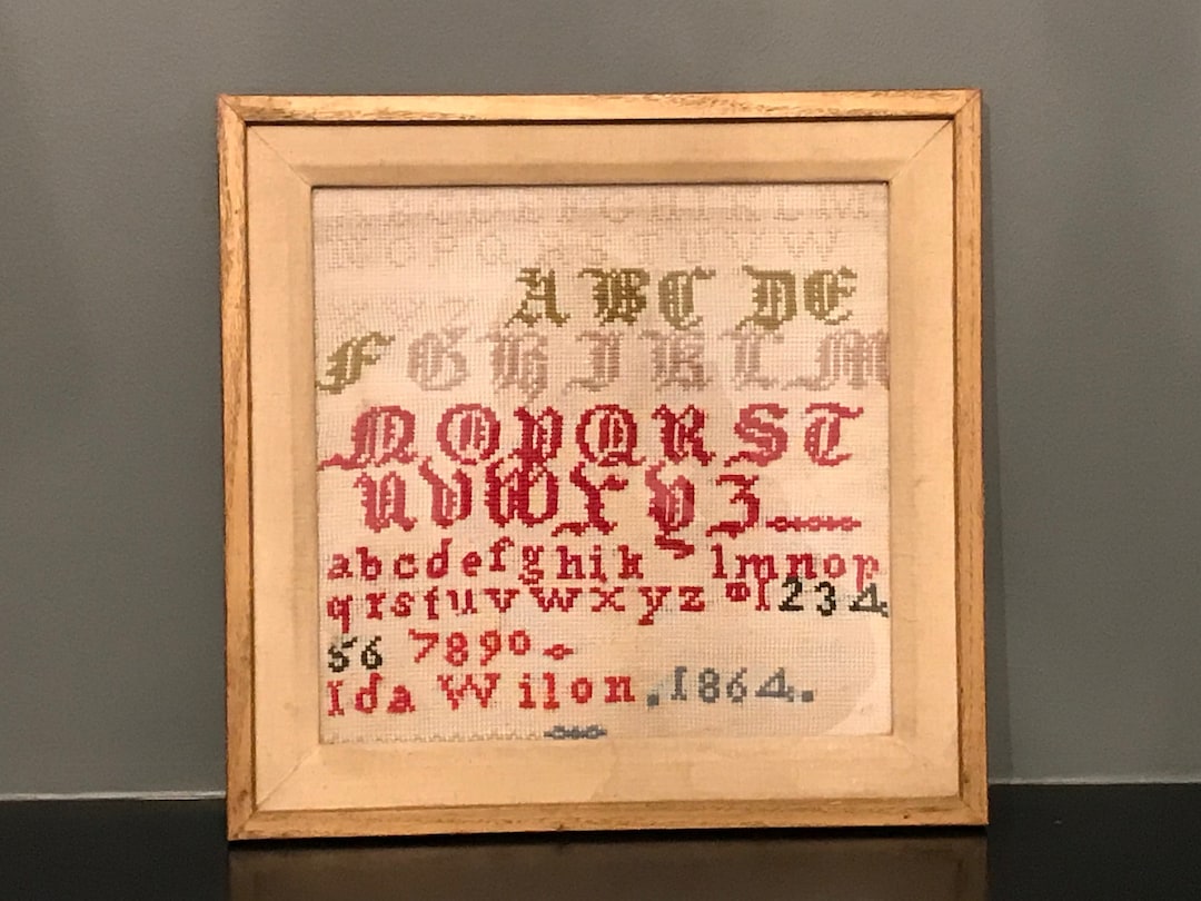 Vintage Framed Victorian Cross Stitch Sampler Alphabet - Etsy