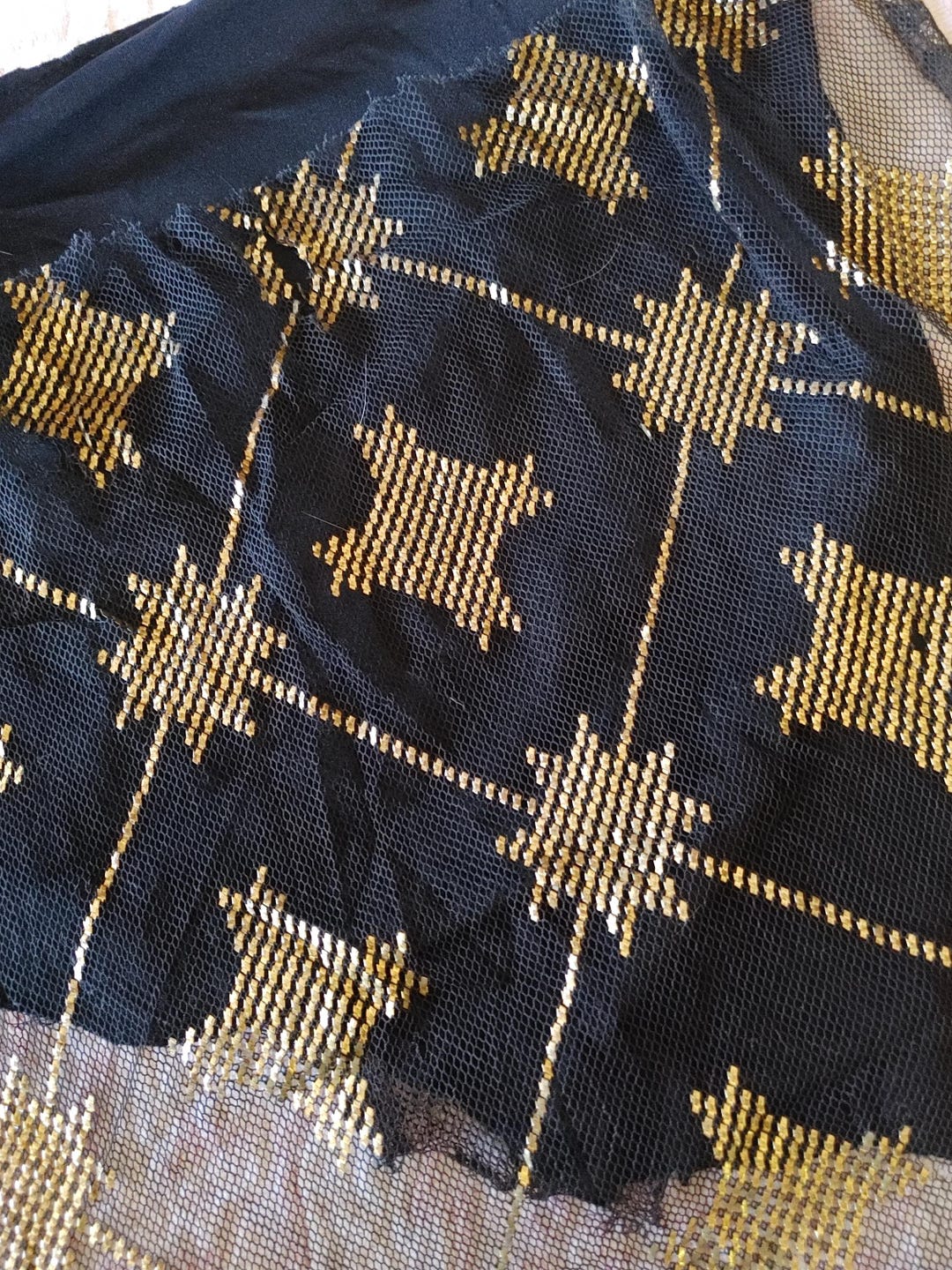Vintage Scrap Piece Tarnished Brassy Gold Tone Authentic Black Assuit ...