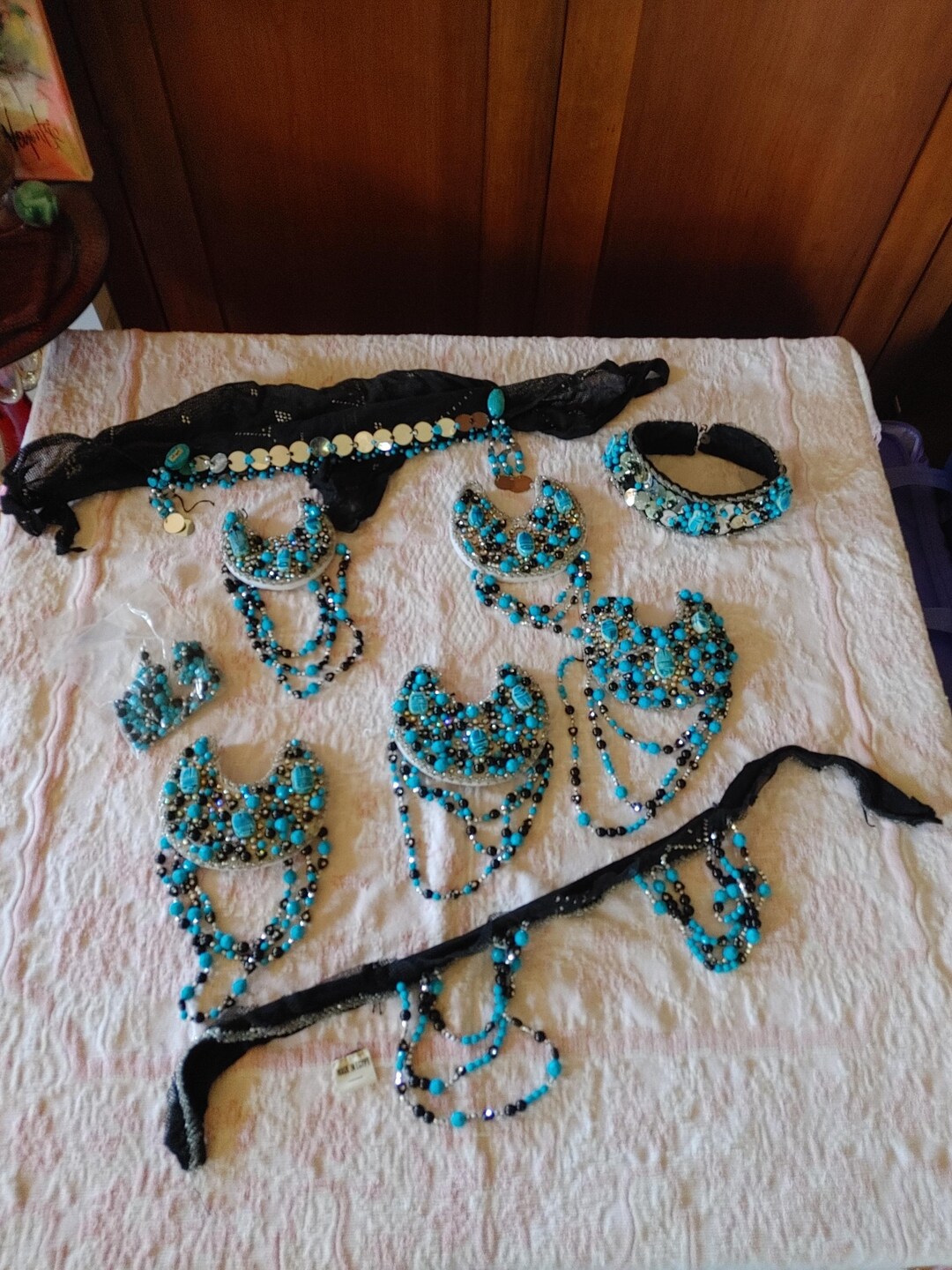 Vintage Applique Set Egyptian Scarab Crescent Moon Turquoise Black ...