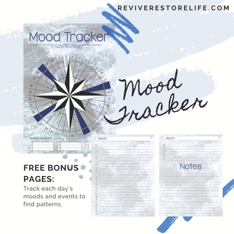 Mental Health Mood Tracker With FREE Bonus Pages - Etsy