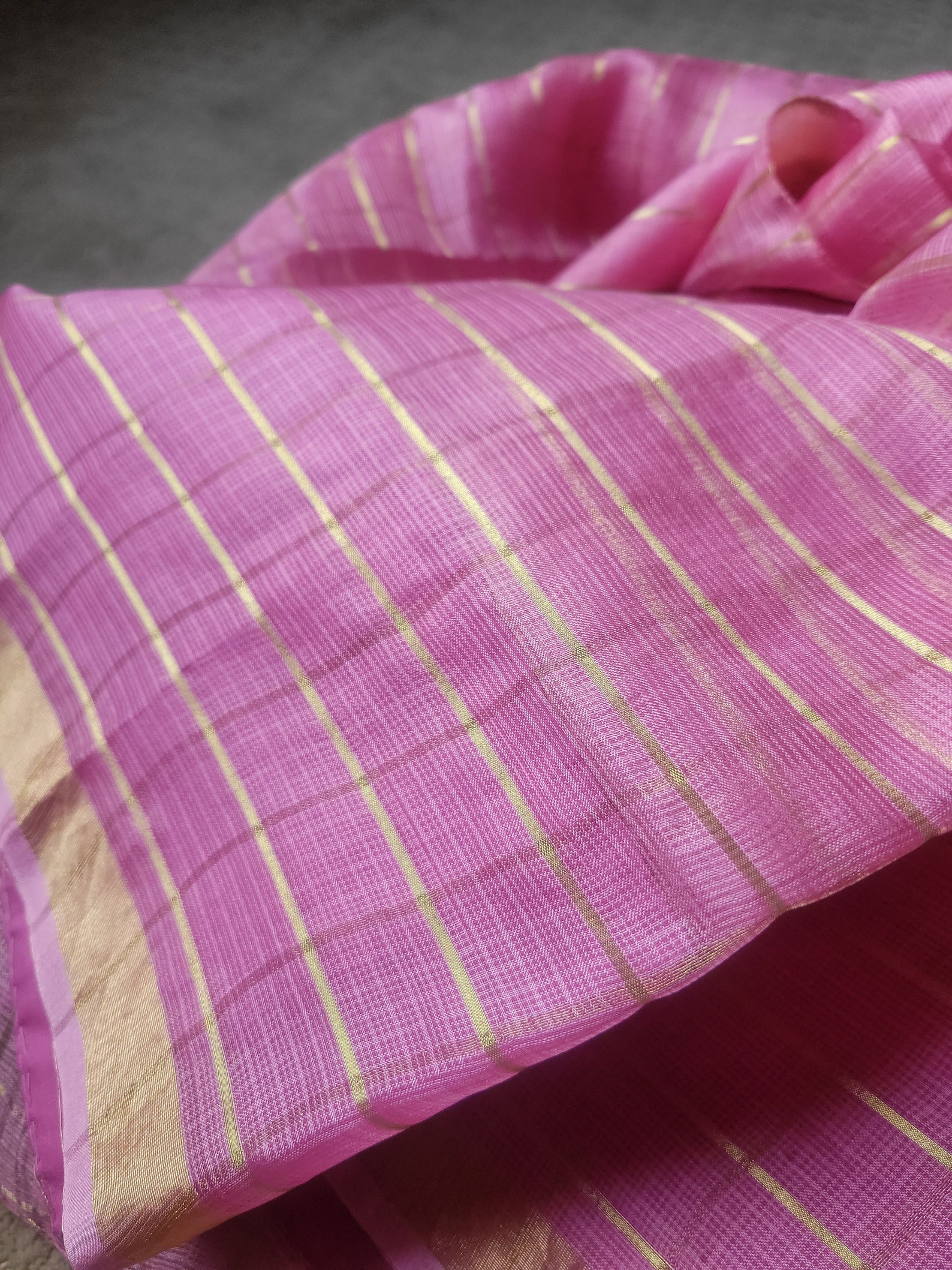 Lotus Pink Zari Checkered Silk Kota Saree - Etsy
