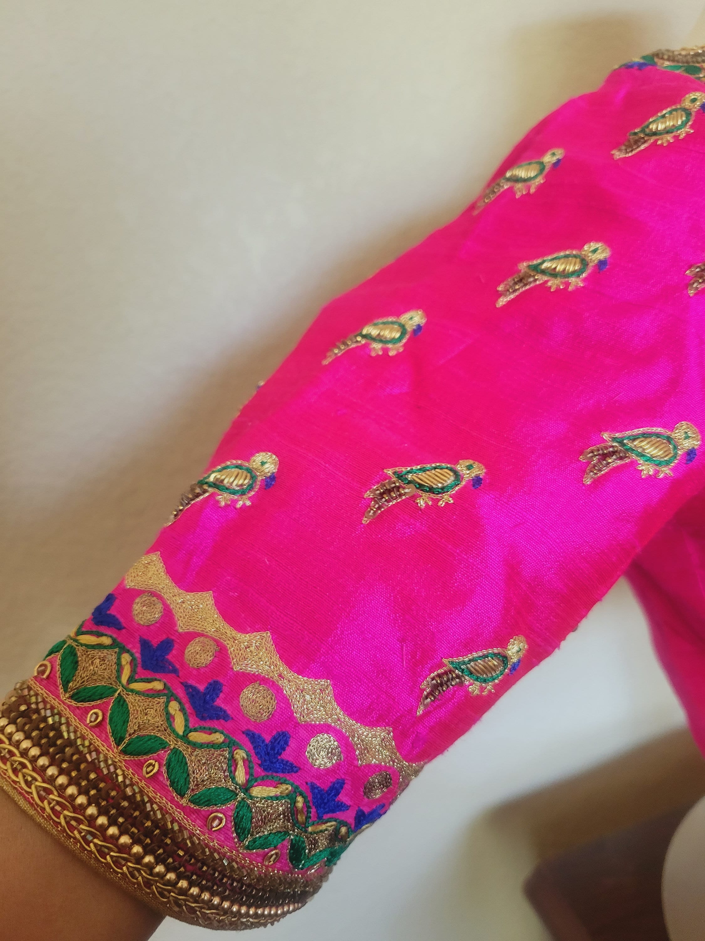 Dainty Hot Pink Hand Embroidered Saree Blouse - Etsy