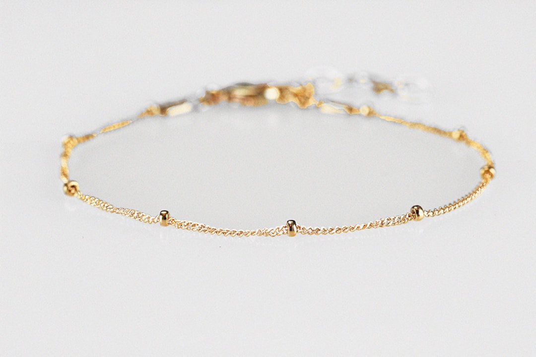 Gold Chain Bracelet, Dainty Gold Chain, Dotted Bracelet, Satellite ...