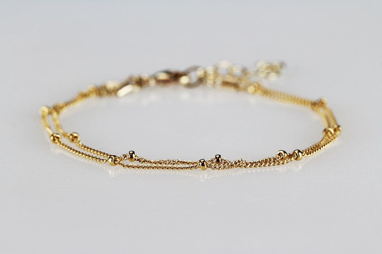 Gold Chain Bracelet, Dainty Gold Chain, Dotted Bracelet, Satellite ...