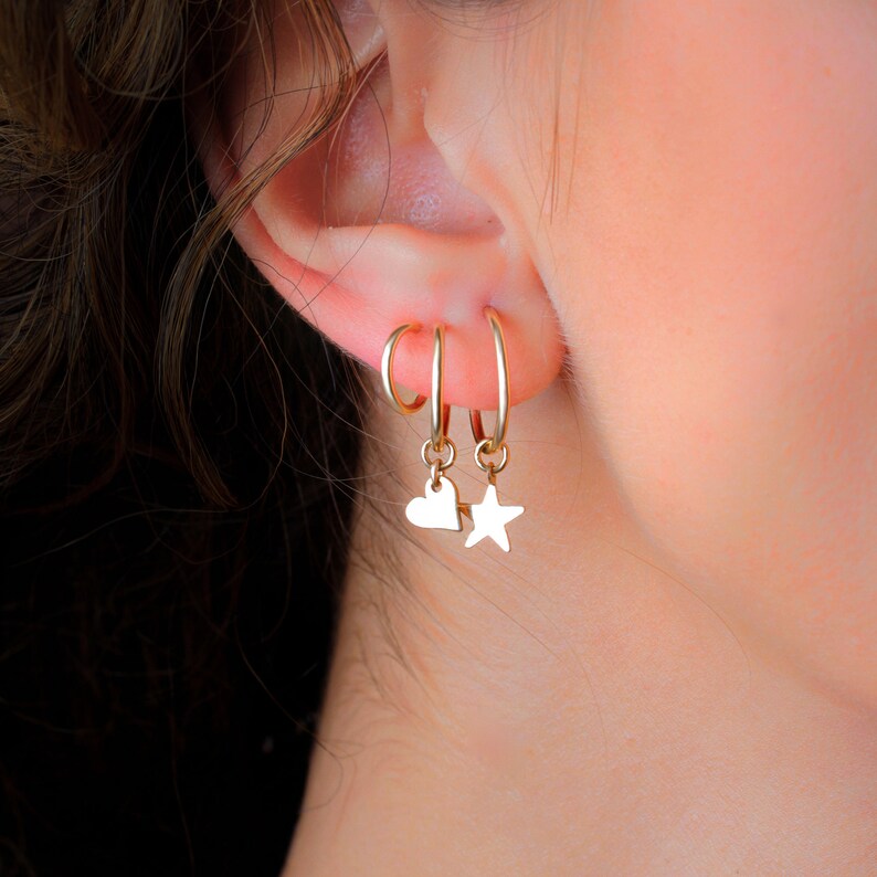 Gold STAR Hoop Earrings, Modern Celestial Huggie Hoops, Simple Charm ...