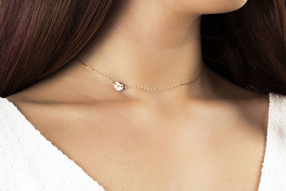 Dainty Heart choker necklace Heart Personalized Chain | Etsy