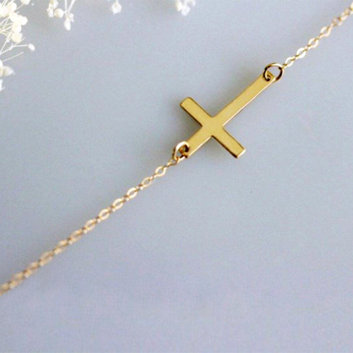 Kelly Ripa Style Cross Necklace Sideways Cross Necklace Gold - Etsy