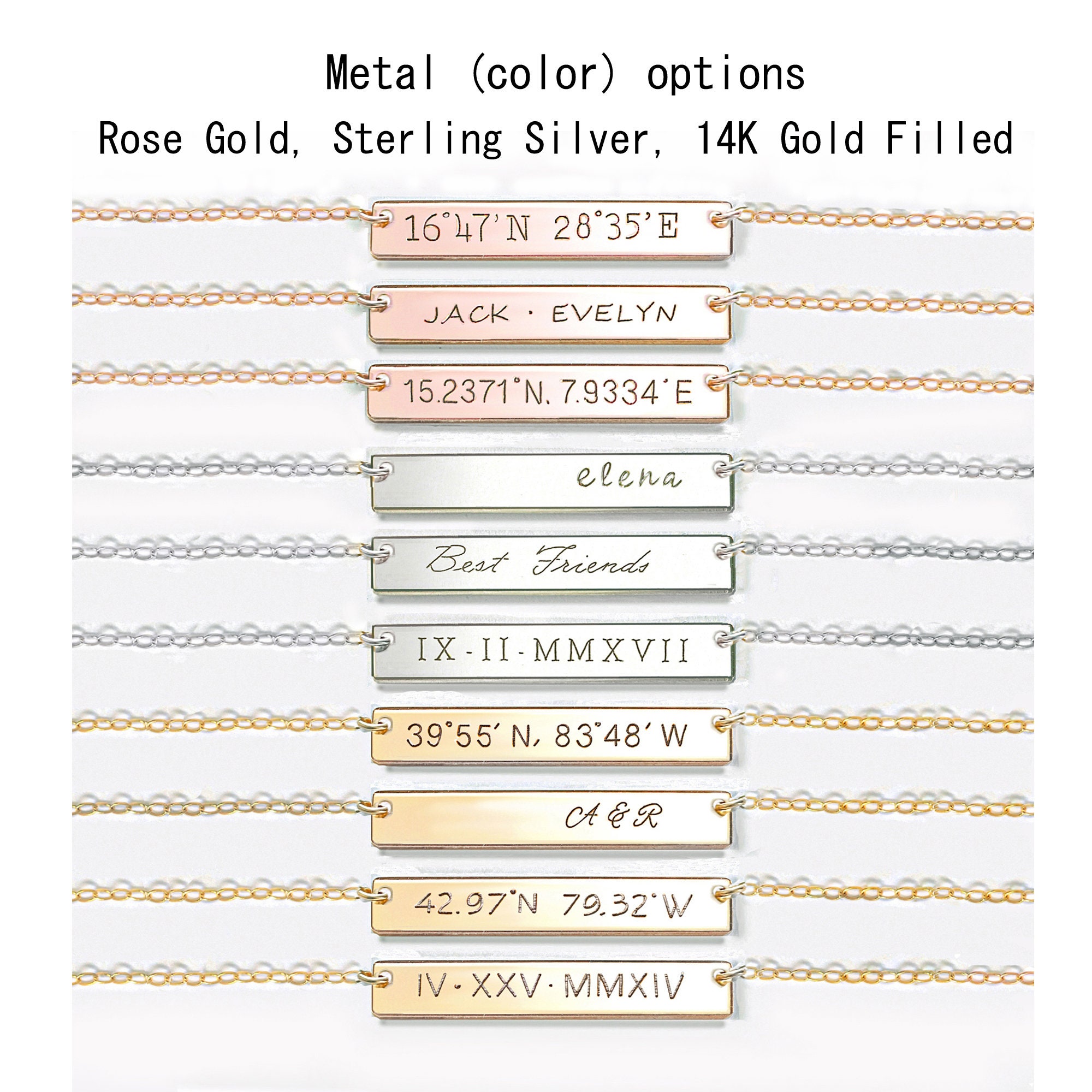 Name bar necklace Sterling Silver Nameplate necklace | Etsy