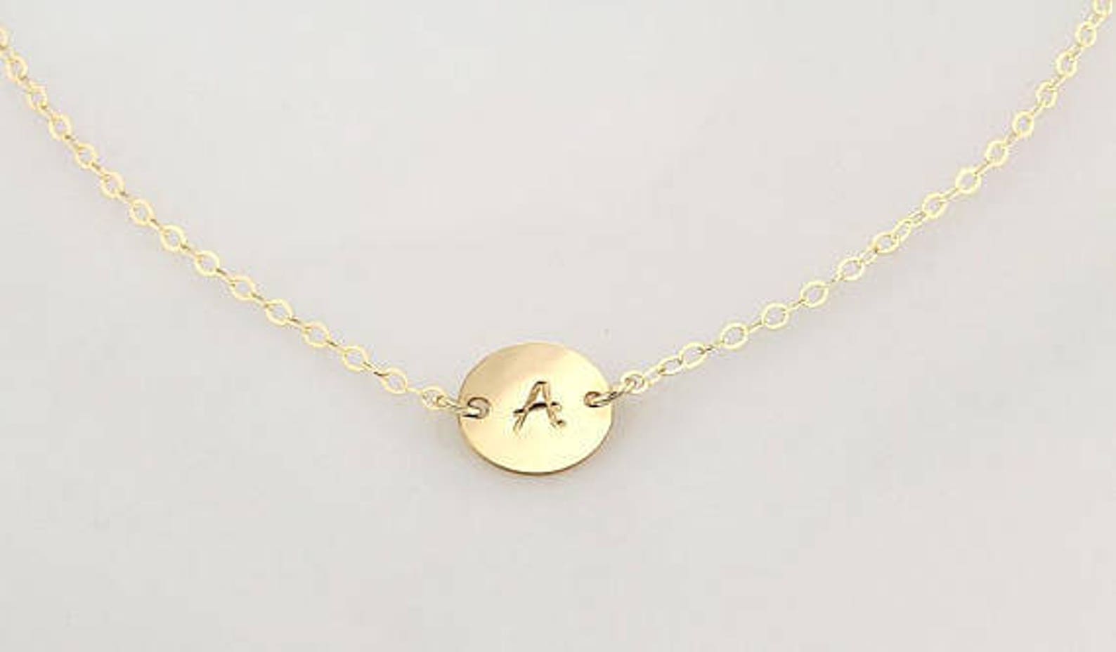 Personalized Choker Necklace, Initial Disc Choker, Gold Choker Necklace ...