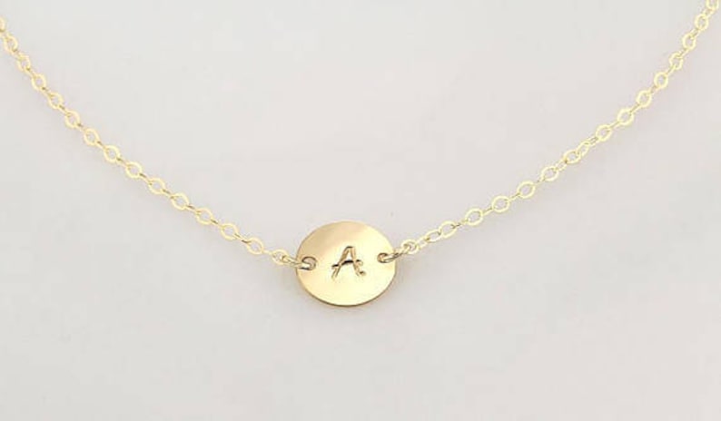 Personalized Choker Necklace, Initial Disc Choker, Gold Choker Necklace ...