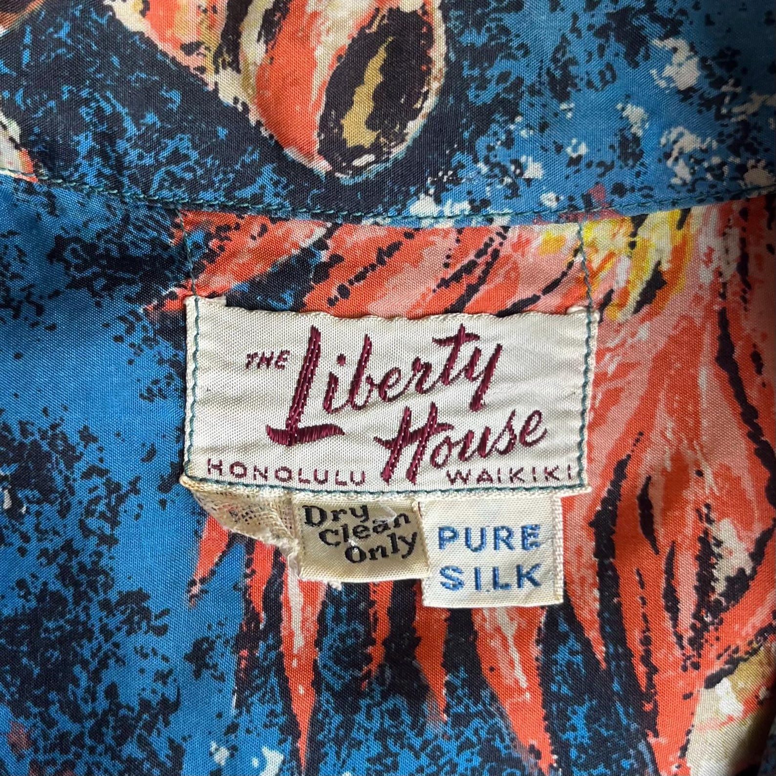 Fabulous Blue 1940s Silk 'uli'uli / Musical Instruments Print Aloha ...