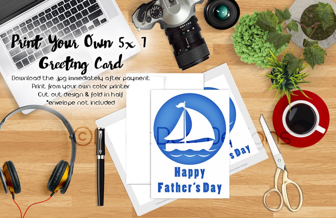 Printable Nautical Father's Day Card, Sail Boat, Happy Father's Day ...