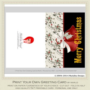 Christmas Bells DIY Print Your Own Merry Christmas 5x7 - Etsy