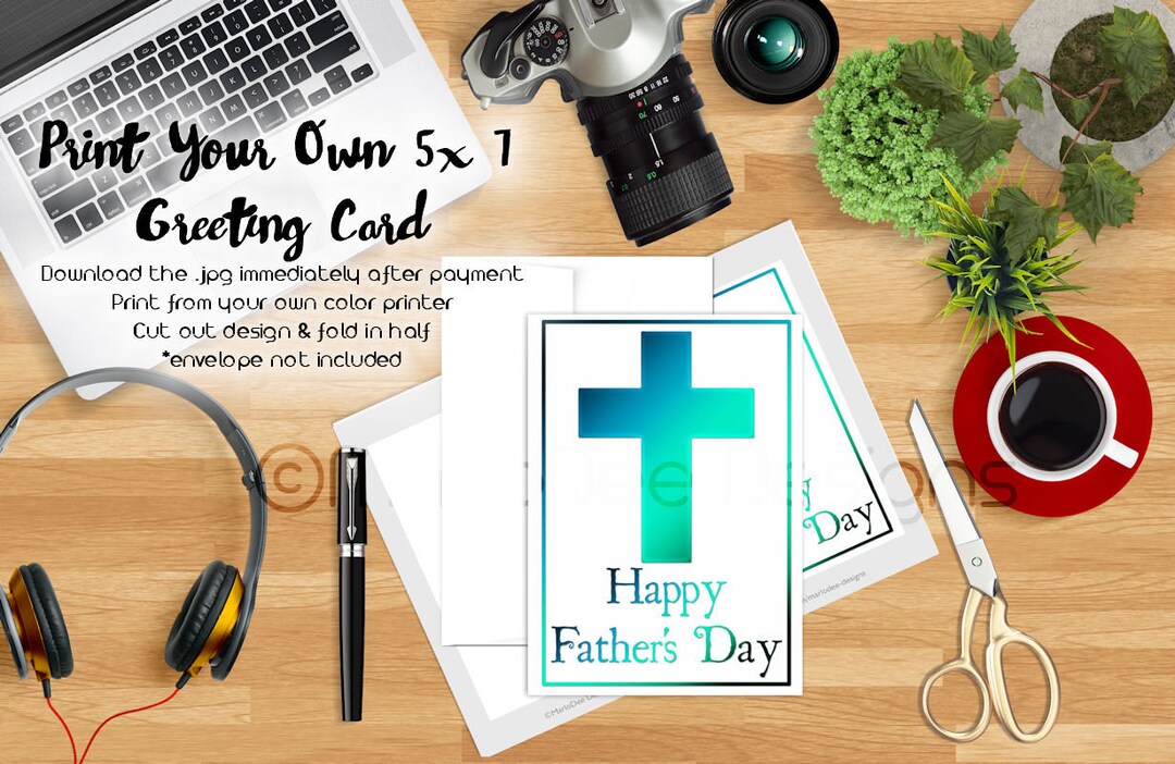 Printable Christian Father's Day Card, Blues Cross, Happy Father's Day ...