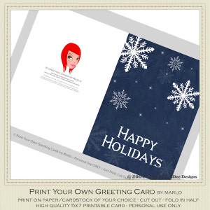 Snowflakes DIY Print Your Own Happy Holidays 5x7 Standard - Etsy