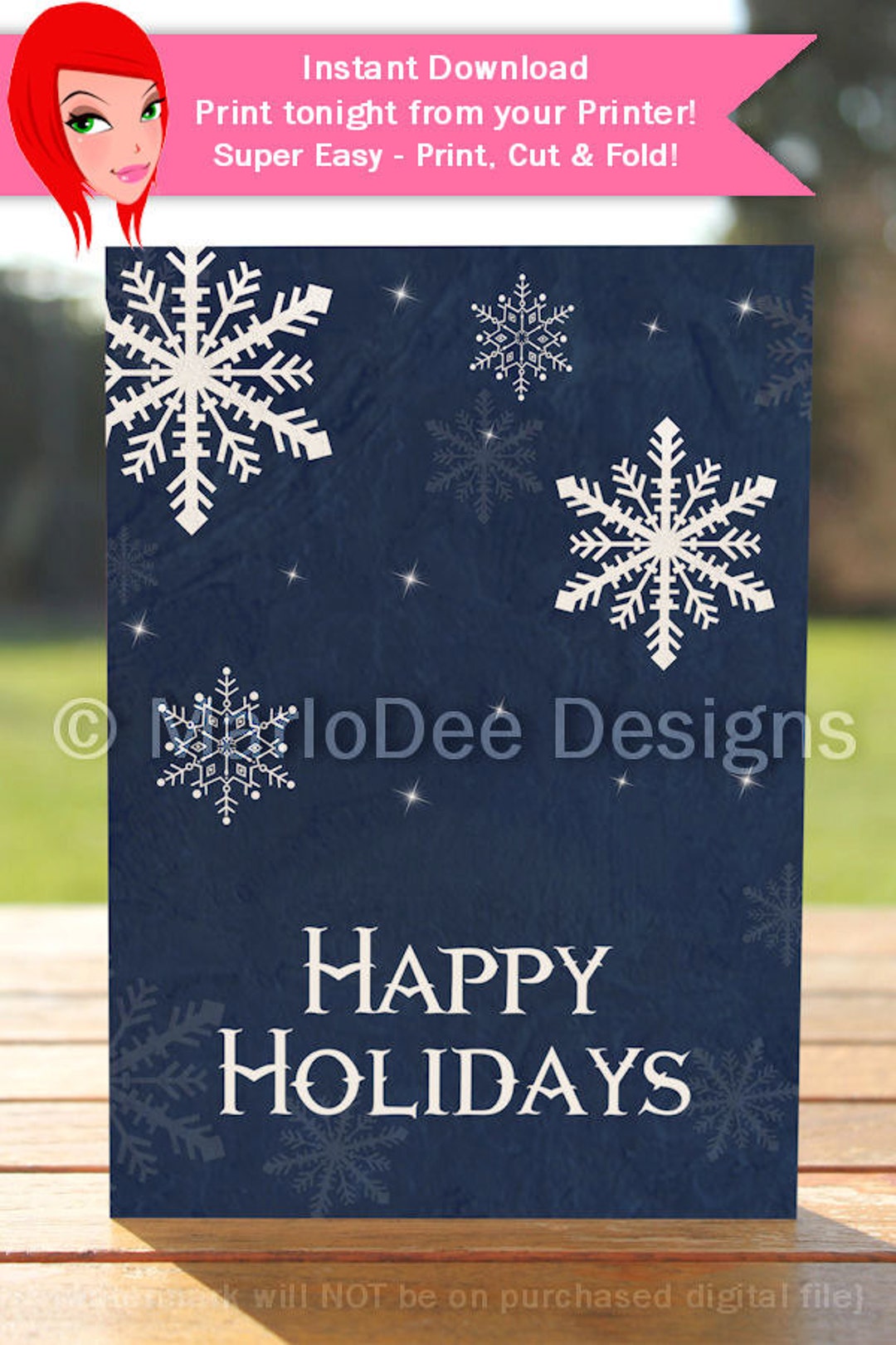 Snowflakes DIY Print Your Own Happy Holidays 5x7 Standard - Etsy