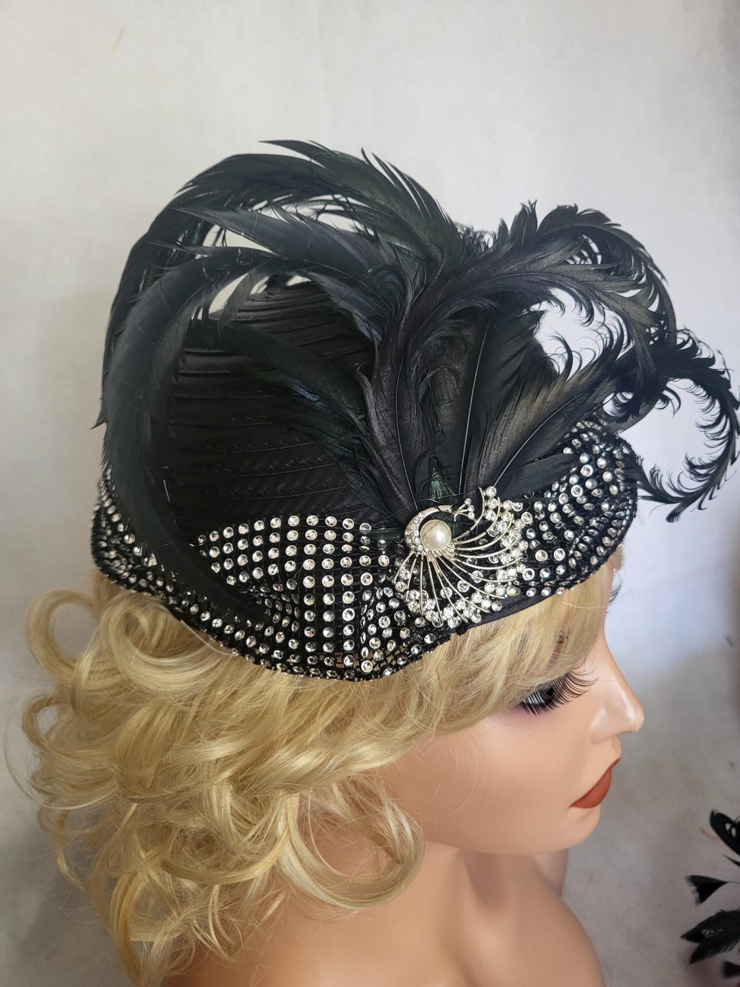 Black With Silver Pillbox Hat - Etsy