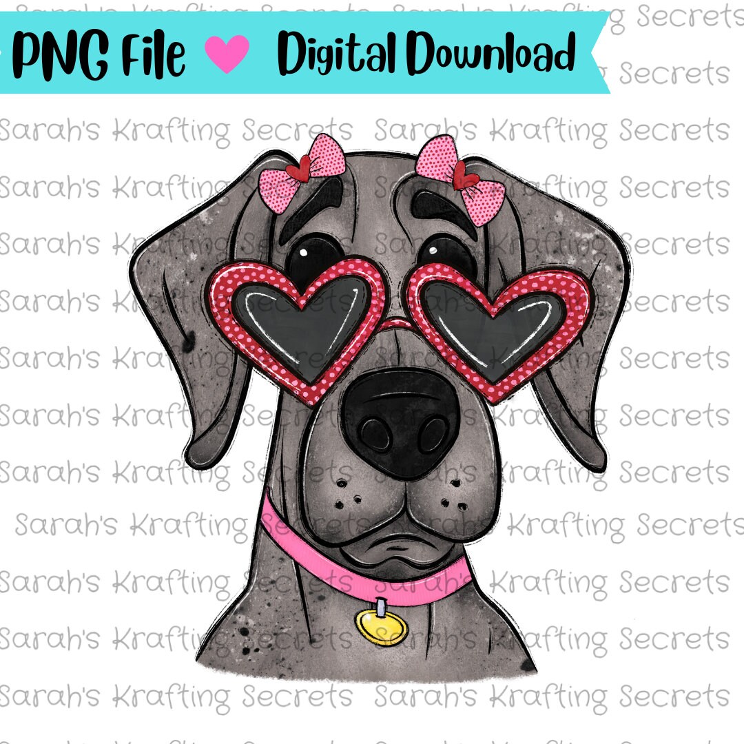 Valentine's Day Girl Great Dane PNG - Valentine's Girl Dog Sublimation ...