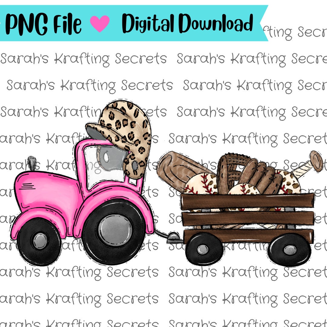 Pink Baseball Tractor PNG | Digital Download, Baseball Sublimation PNG ...