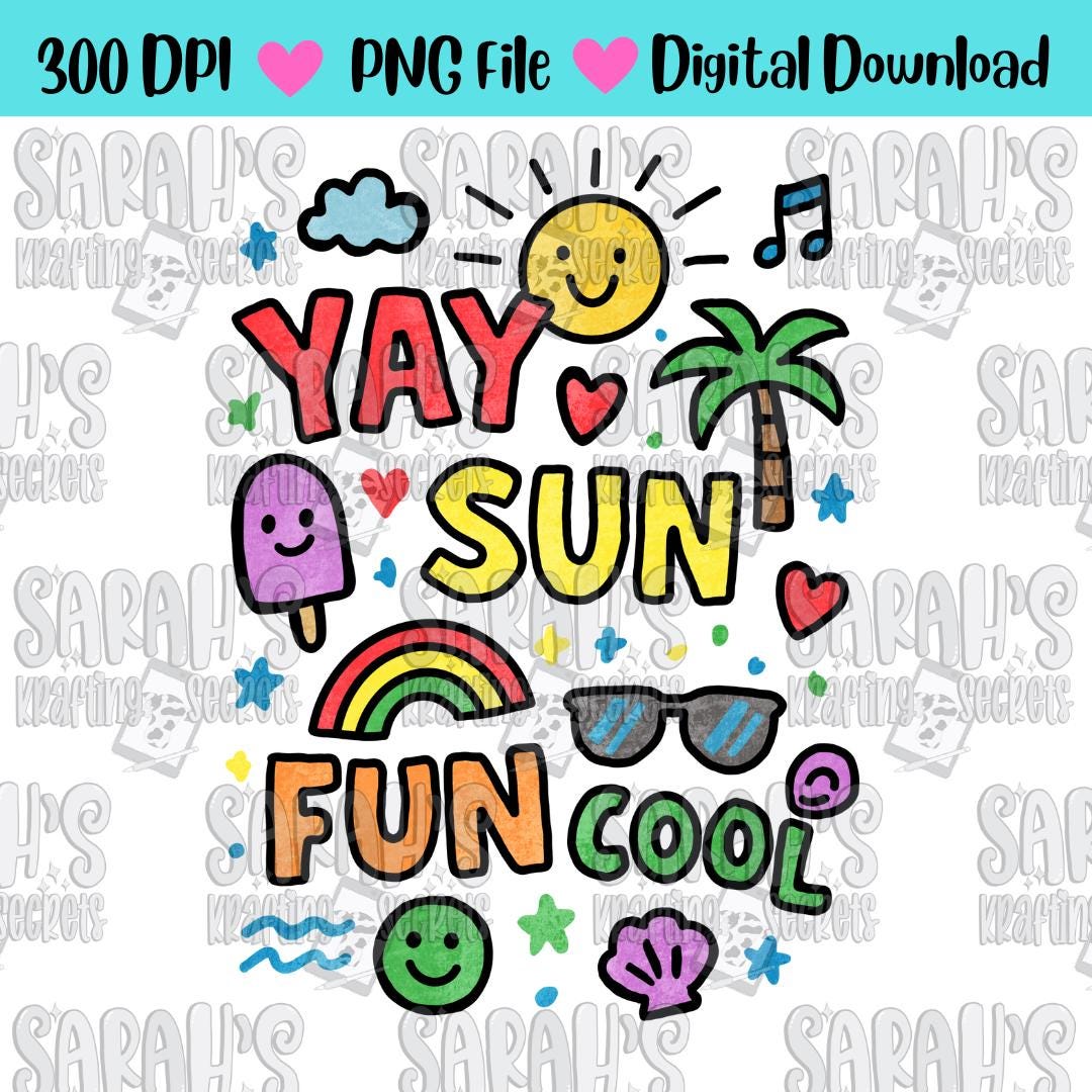 Cute Summer Doodles for Kids PNG | Hand Drawn Fun Clipart | Summer ...