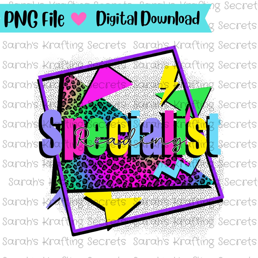 Hand Drawn 90s Theme Reading Specialist Png File Reading Teacher ...