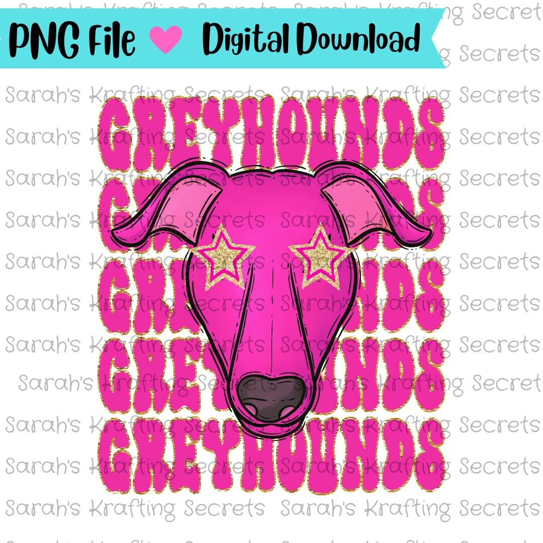 Preppy Pink Greyhound PNG - Greyhound Sublimation Design - High ...