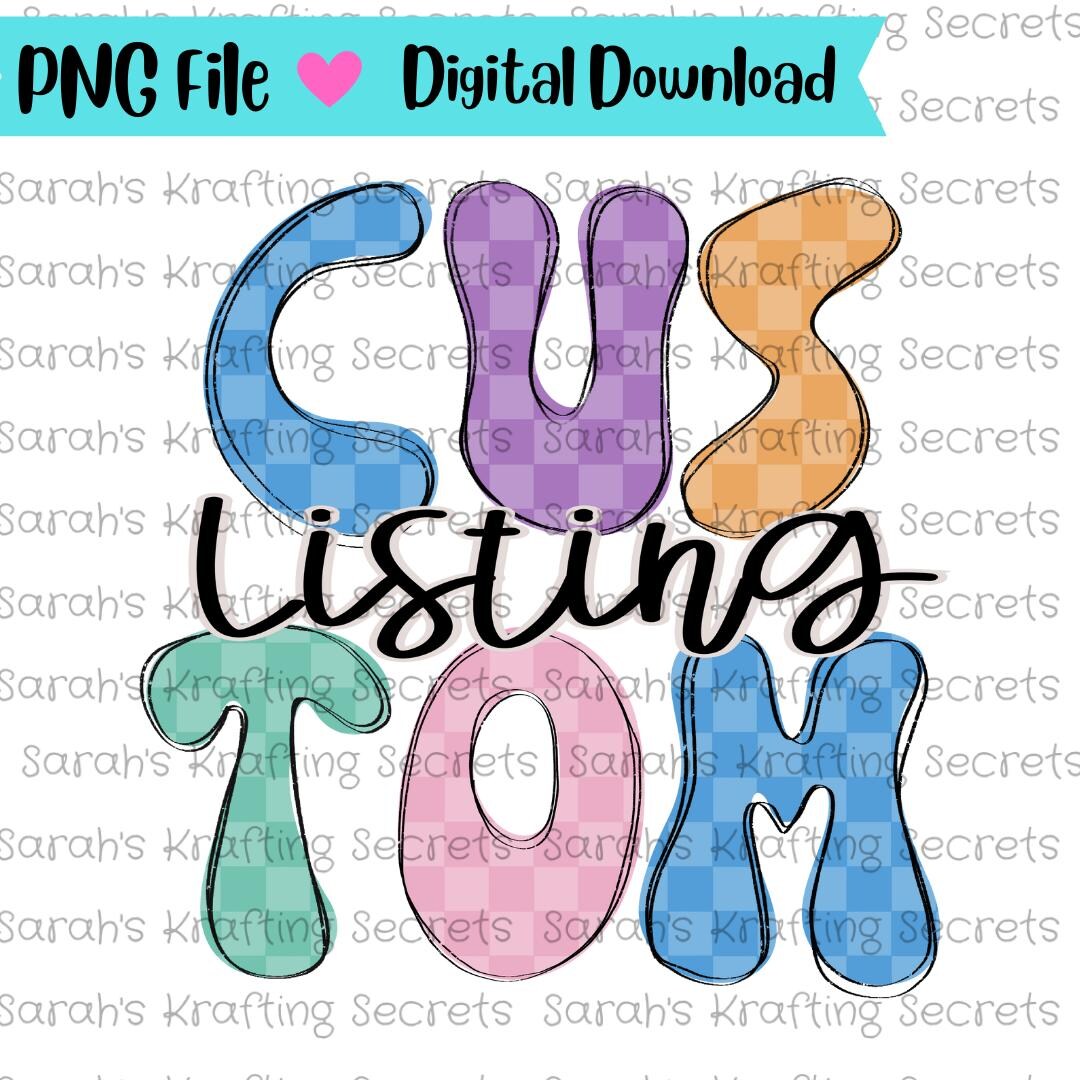 Custom Checkerboard Retro Lettering PNG Made to Order Stacked Letters ...