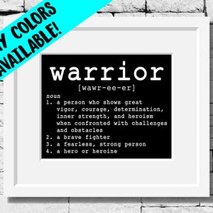 Warrior Definition, Warrior Print, Inspirational Gifts, Survivor Gift ...