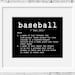 Baseball Definition Print Baseball Print Baseball Wall - Etsy