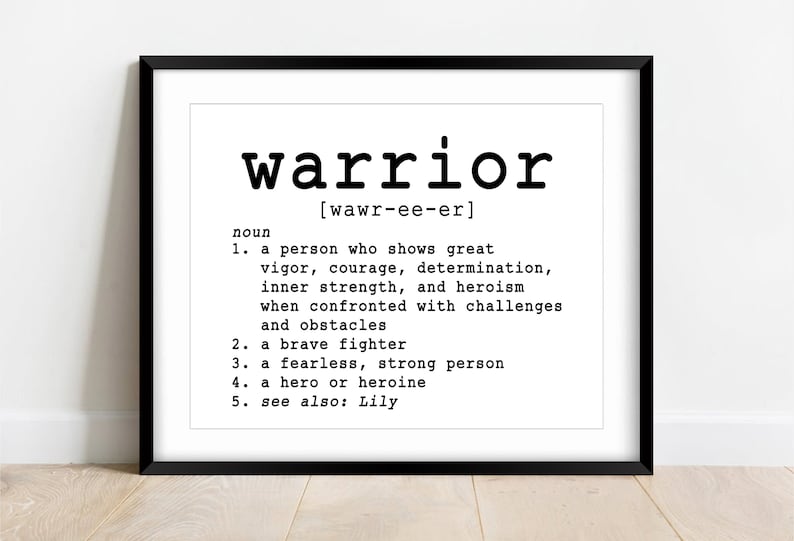 Warrior Definition Personalized Warrior Print Inspirational - Etsy