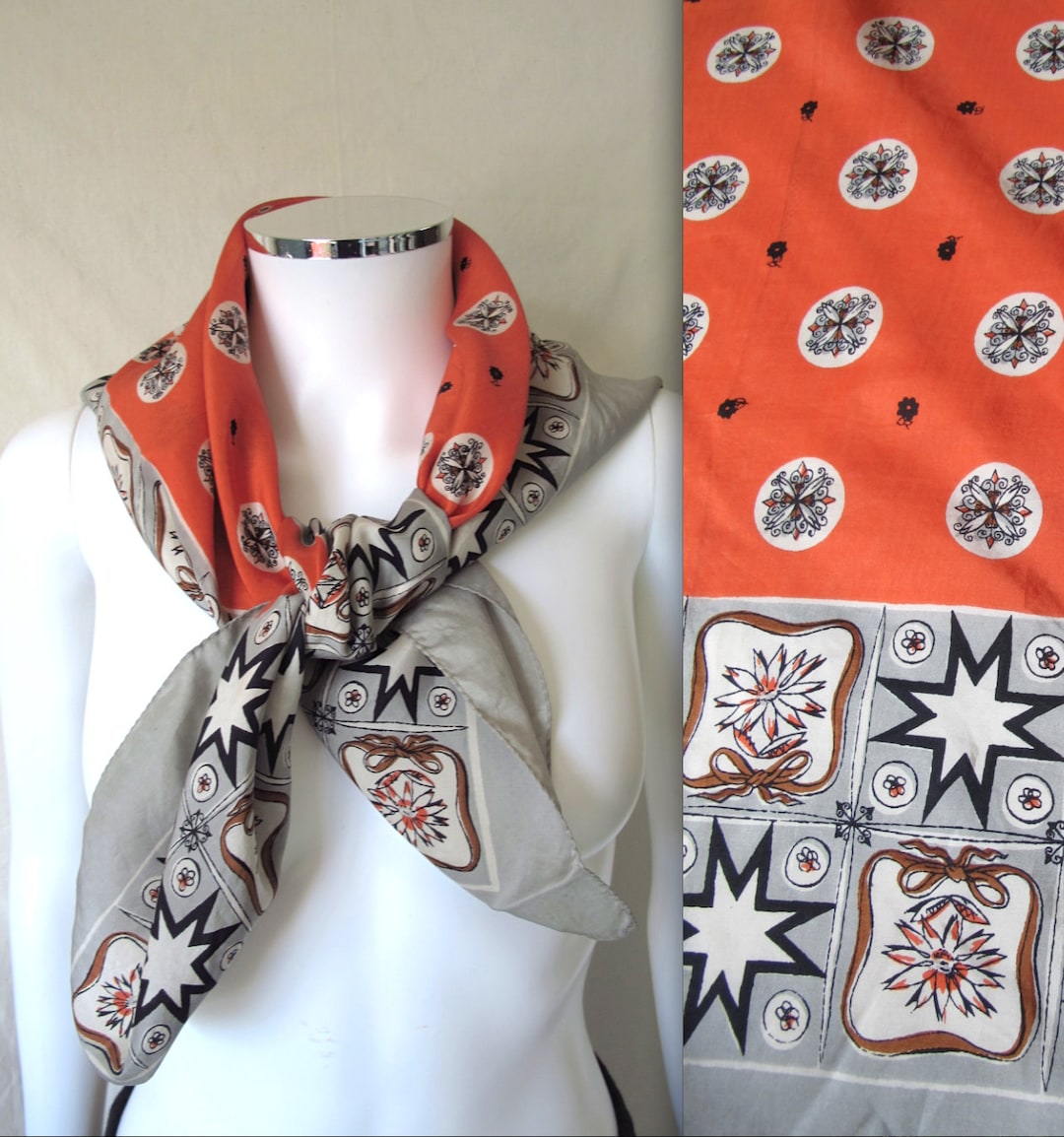 Vintage 60s Pure Silk Scarf by Top Hit Fashion Baar & Beards Inc Art ...