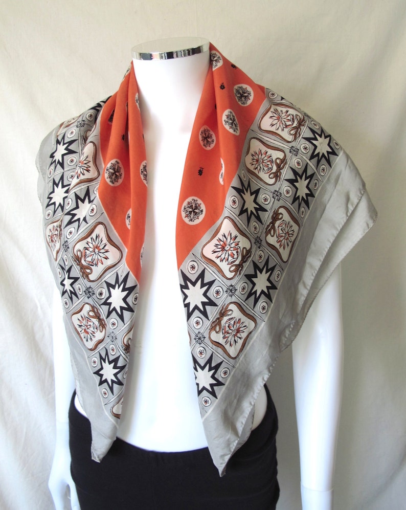 Vintage 60s Pure Silk Scarf by Top Hit Fashion Baar & Beards Inc Art ...