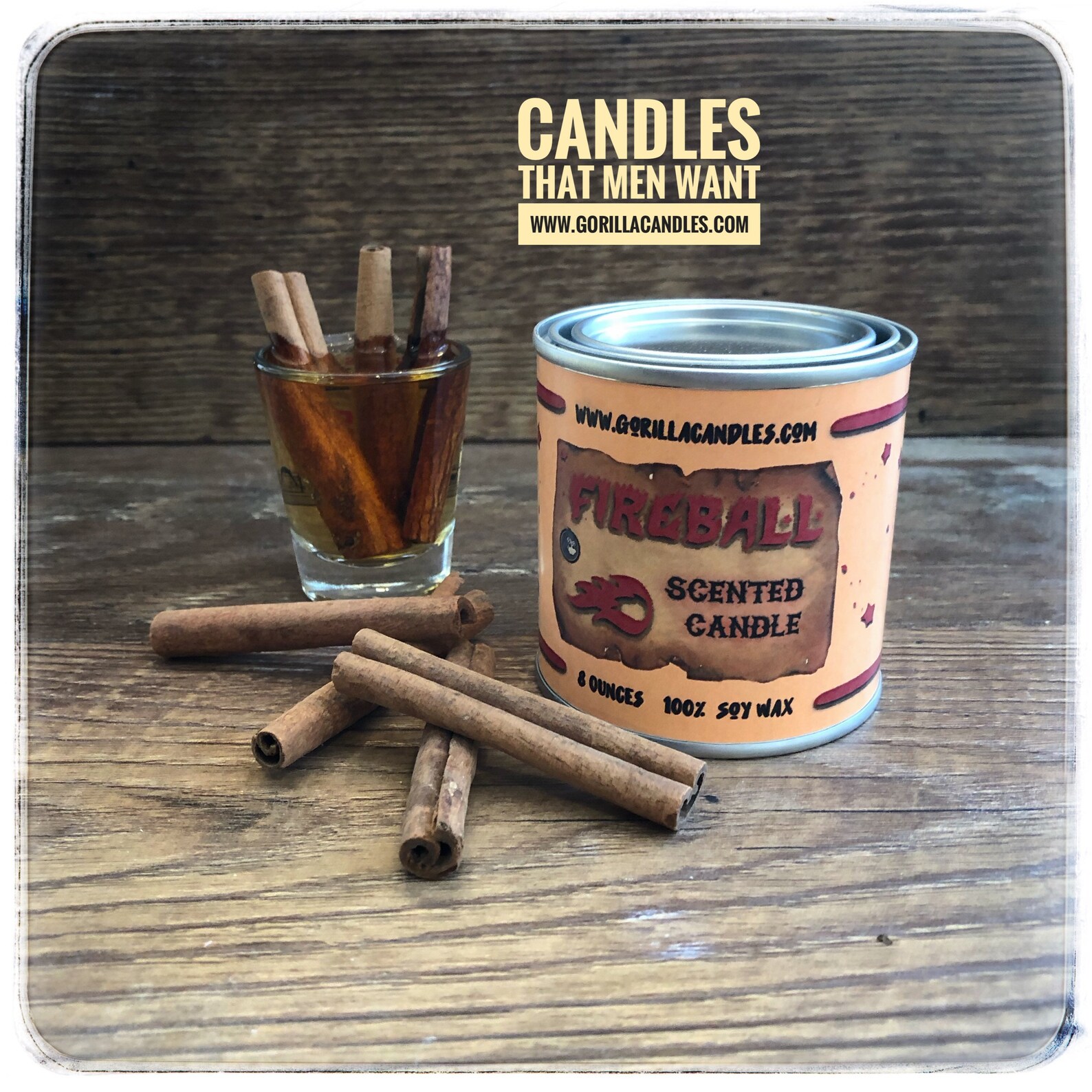 Fireball - Hot Cinnamon Scented Candle Soy Wax, Cinnamon Whiskey and ...
