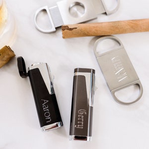 Cigar Cutter and Lighter Set, Cigar Cutter Personalized, Silver Cigar ...