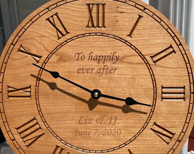 Custom Engraved Clock, Personalized Wood Clock, Wedding Gift, Parent ...