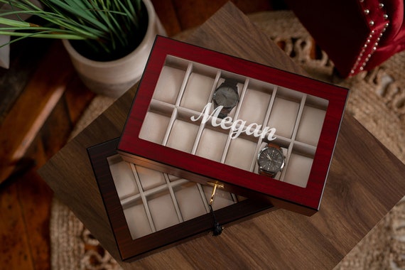 Watch Box With Custom Text Watch Case for Men Watch Case | Etsy