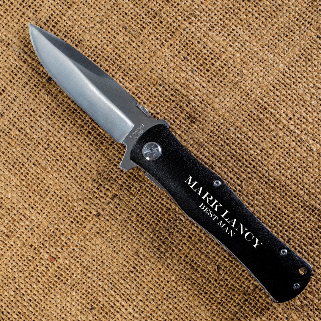 Pocket Knife Black Knife for Best Man and Groomsmen, Custom Knife Black ...