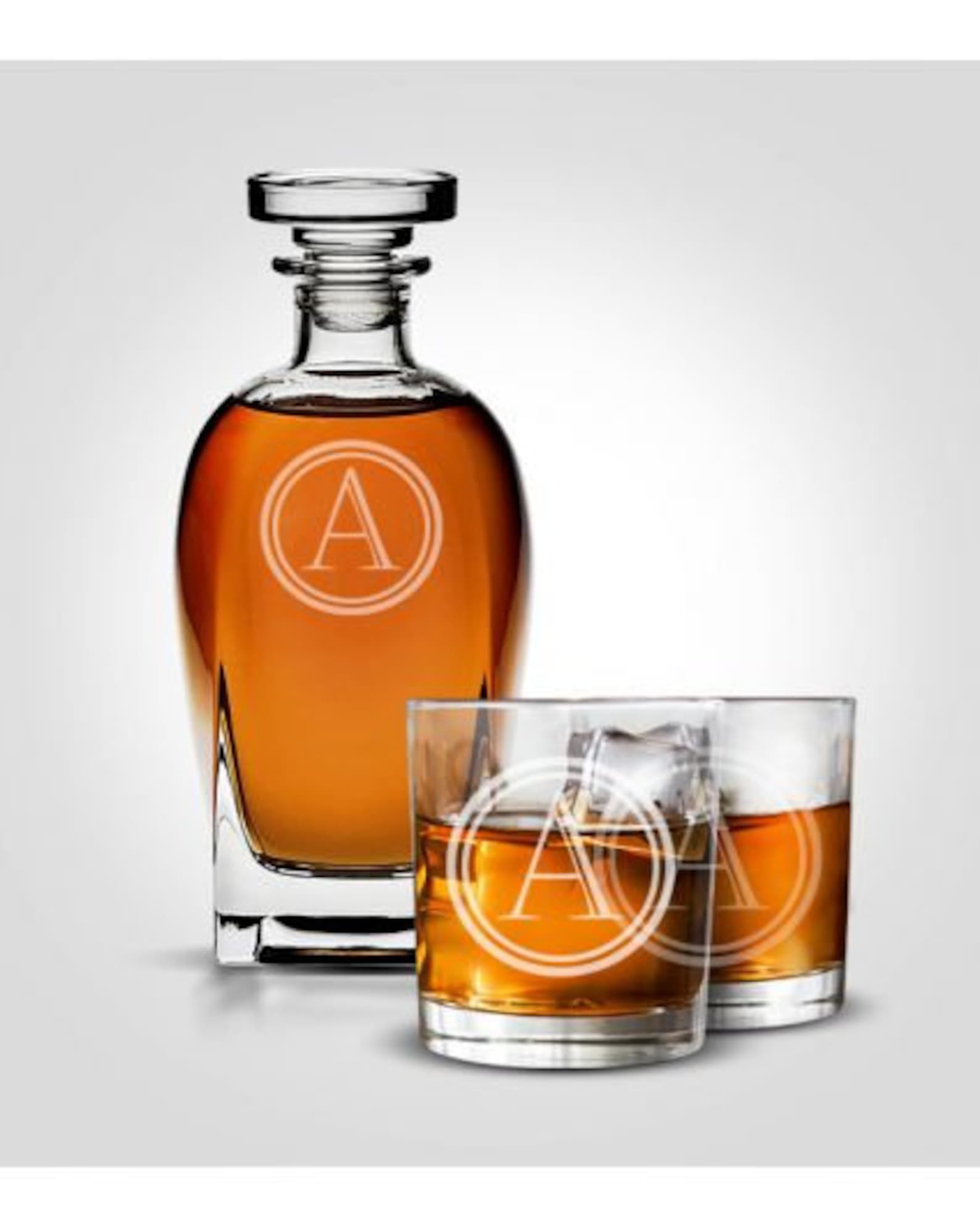 Scotch Monogram Decanter Set, Scotch Rocks Glass, Personalized Decanter ...