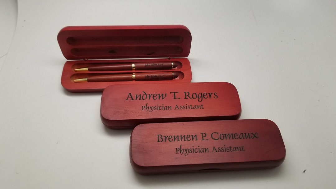 Personalized Pen Box, Office Desk Accessories, Two Pen Set Engraved ...