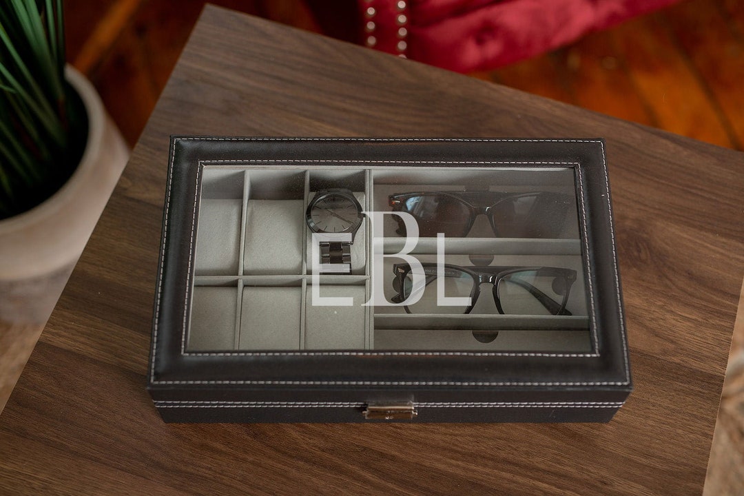 Watch Box for Men With Sunglass Holders, Personalized Watch Box, Womens ...