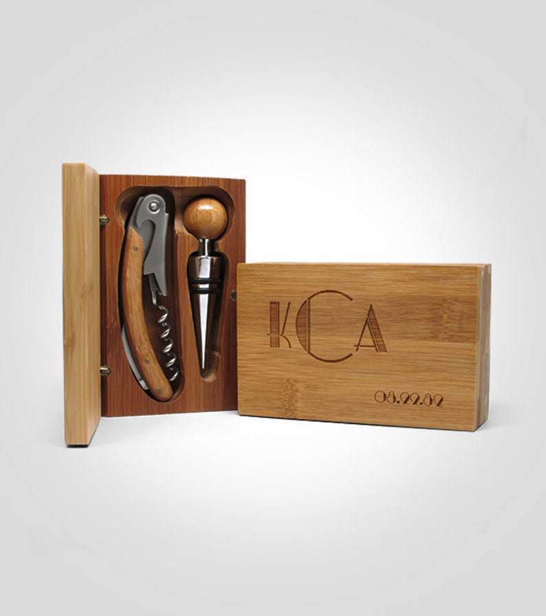 Engraved Wine Gift Box Set Wine Opener Personalized Custom | Etsy