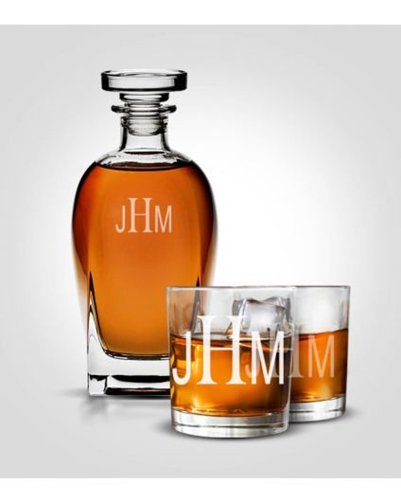 Scotch Monogram Decanter Set Scotch Rocks Glass Personalized | Etsy