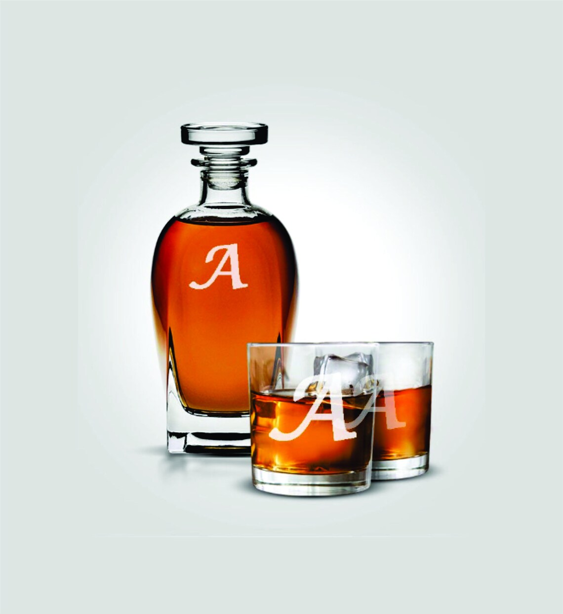 Scotch Monogram Decanter Set, Scotch Rocks Glass, Personalized Decanter ...