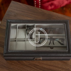Engraved Sunglass and Watch Box, Holds 6 Watches and 3 Glasses, Black ...