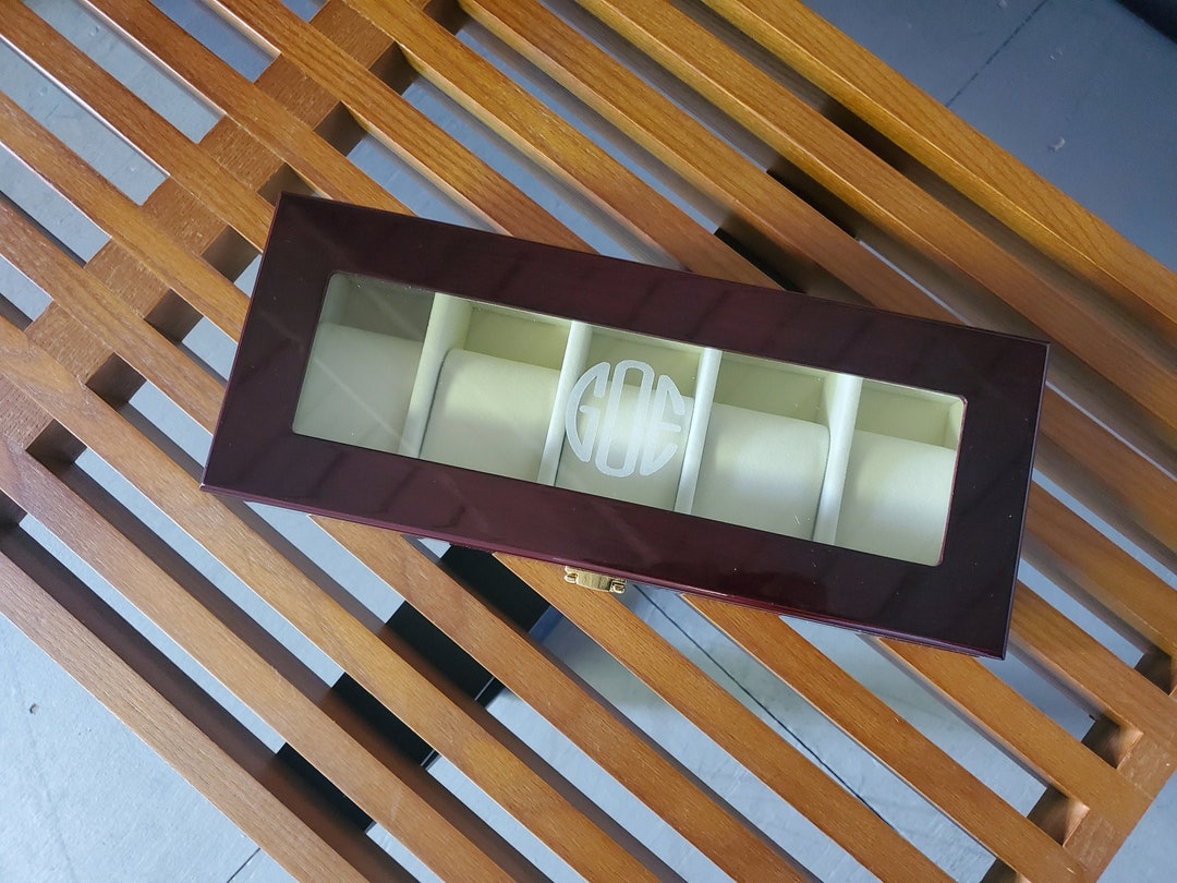 Personalized Watch Box, Holds 5 Watches, Watch Box for Him, Monogram ...