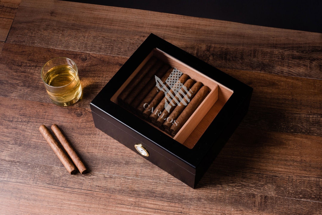 Humidor With Texas American Flag, Cigar Box for Texas Proud, Black ...